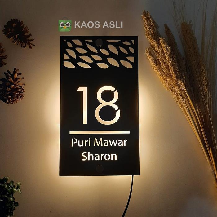 Jual Papan Nomor Rumah Lampu LED Acrylic Hiasan Teras Rumah Akrilik ...