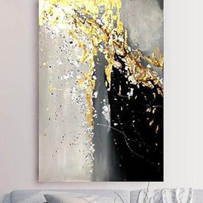 Jual Lukisan minimalis modern hitam gold texture dekorasi dinding art ...