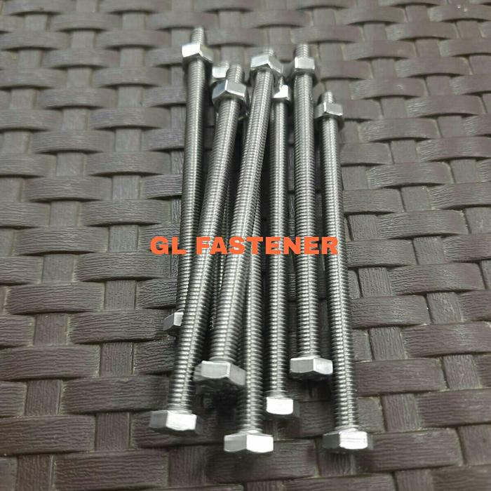 Jual Baut Mur Hex Stainless Steel 304 M6 x 130 anti karat Kunci 10 SUS ...