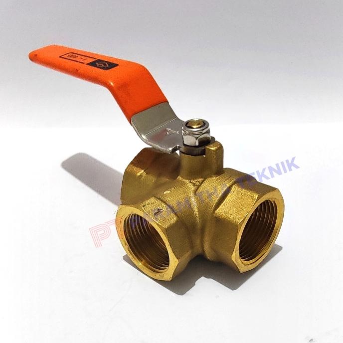 Jual Ball valve 3 way 1" / kran cabang tiga kuningan triway/ Sailing ...