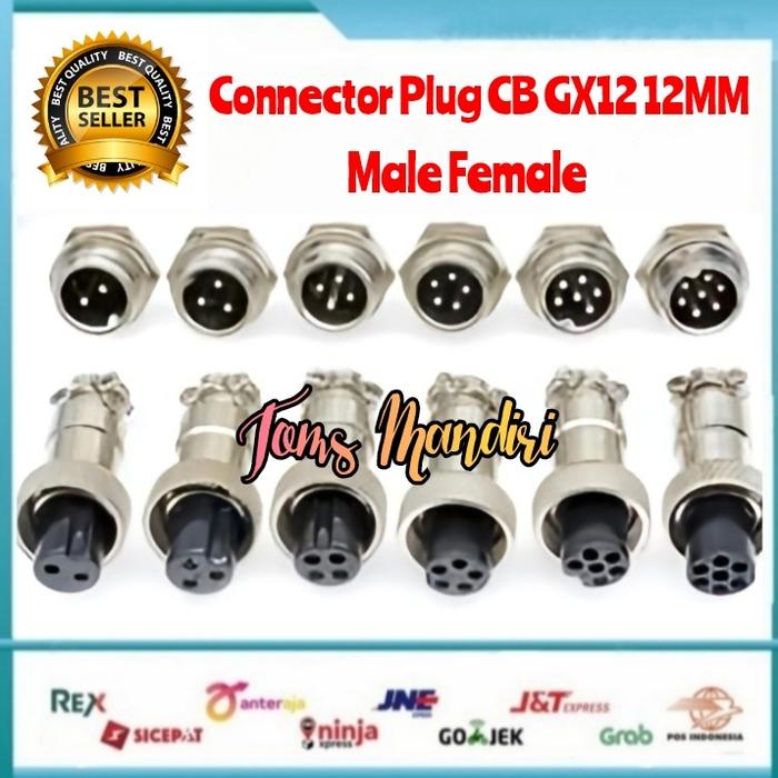Jual Aviation Connector Plug CB GX12 12 Mili Set Male Female - 7 Pin ...