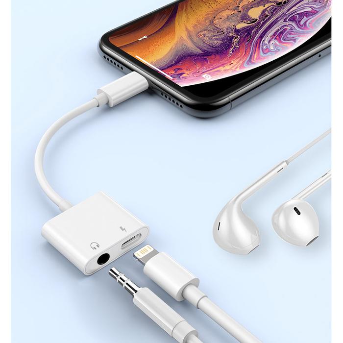 Jual Adaptor Konektor Headset 2in1 Lightning to AUX 3.5mm iPhone X XR ...