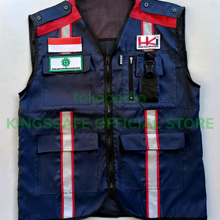 Jual Rompi Vest PUPR/Rompi Safety Proyek Bahan Taslan Warna Navy ...