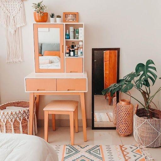 Jual meja rias minimalis modern, meja make up, meja rias set dudukan ...