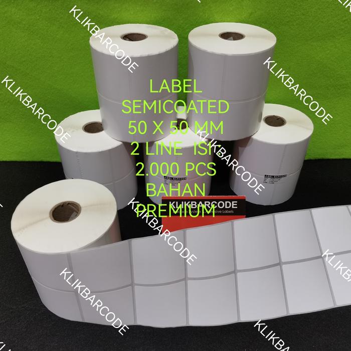 Jual label barcode semicoated sticker,5x5 cm, 50 x 50 mm,isi 2000 pc,ok ...
