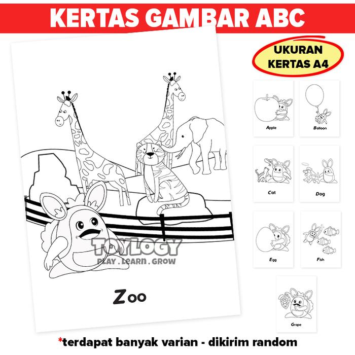 Jual Mainan Edukasi Kertas Gambar Mewarnai ABC Oyo Ogy Coloring Paper ...
