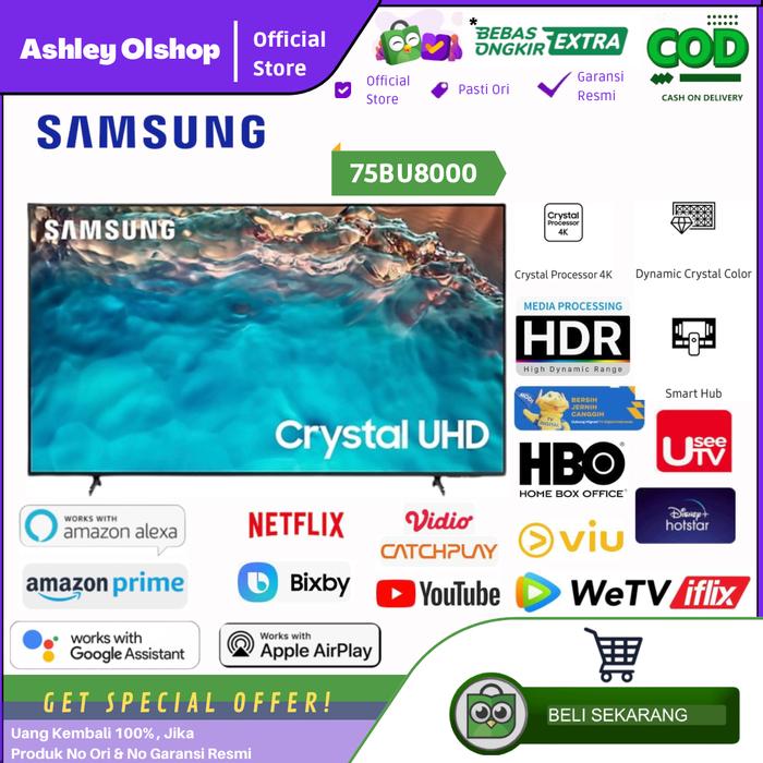Promo Led TV 75 Inch Samsung 75BU8000 4K UHD Smart TV Samsung UA75BU8000KXXD Cicil 0% 3x ...
