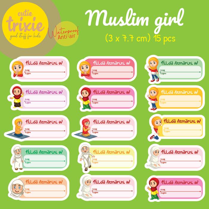 Jual STICKER LABEL BUKU MATA PELAJARAN / MAPEL ANAK MUSLIM GIRL ...