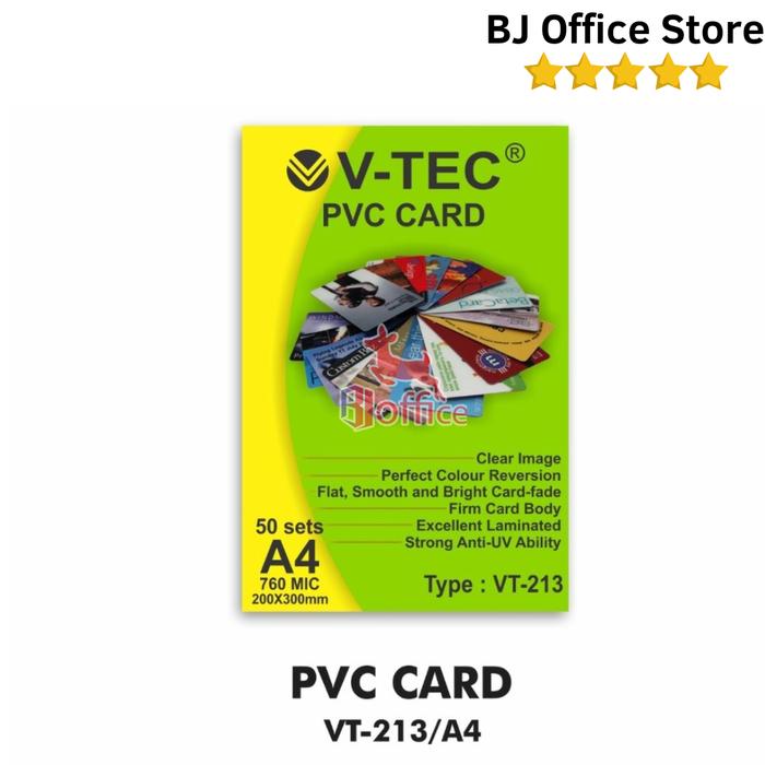 Jual PVC ID Card Putih VT-213 760 MICRON A4 V-TEC / 50 Sheets - Kota ...