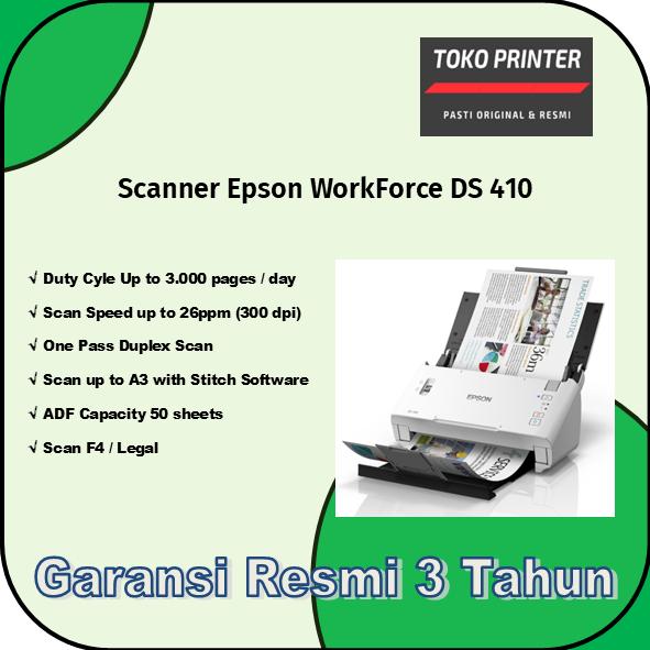 Jual Scanner Epson WorkForce DS410 DS-410 DS 410 - Scan F4 Legal - Kota ...