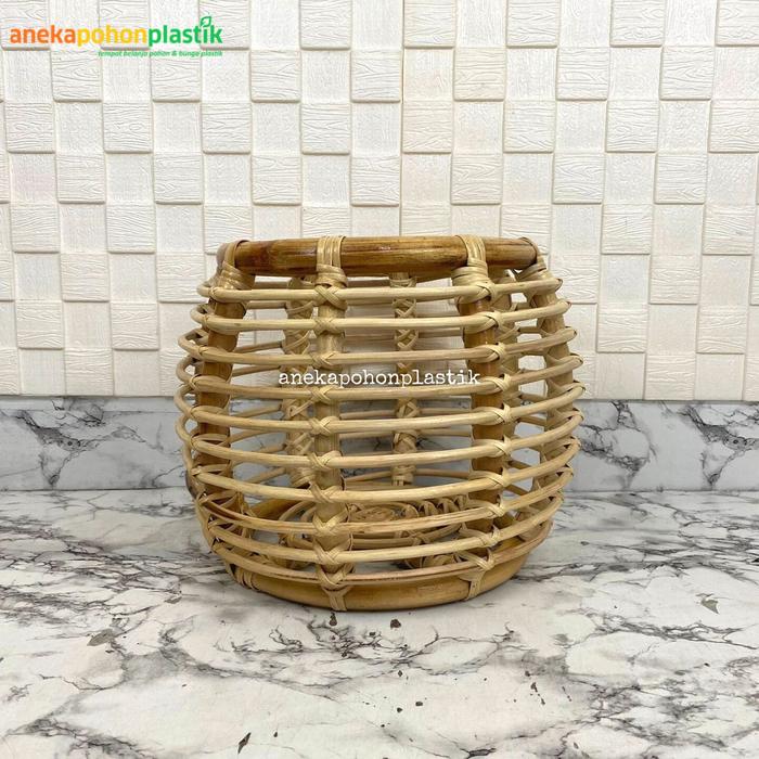 Jual Cover Pot Rotan Kupas Lampion Bulat Vas Tanaman Pohon Dekorasi ...