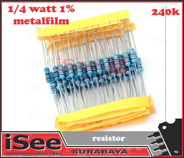 Jual 10 pcs Resistor 240k 240 kilo Ohm 1/4 watt 0.25 metal film 1% ...