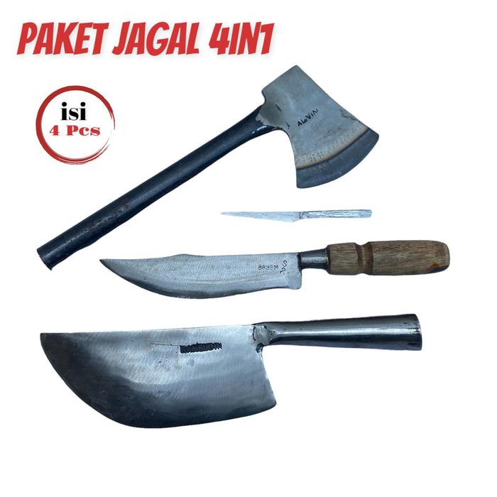 Jual 4 Pcs - Kampak Genggam Pisau Daging Pisau Seset Kulit Dan Pisau ...