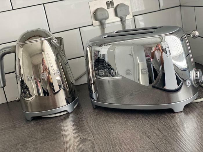 Jual SMEG silver Aesthetic Chrome Breakfast Set Kettle Toaster SMEG ...
