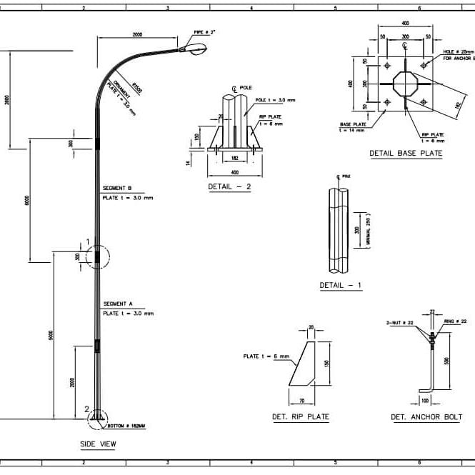 Jual TIANG PJU OKTAGONAL 13M SINGLE PARABOLA HOTDEEP GALVANIZED 13 ...