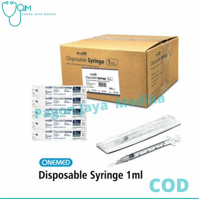 Jual spuit 1 cc onemed syringe 1ml Spuit Disposable Tubersulin Box isi ...