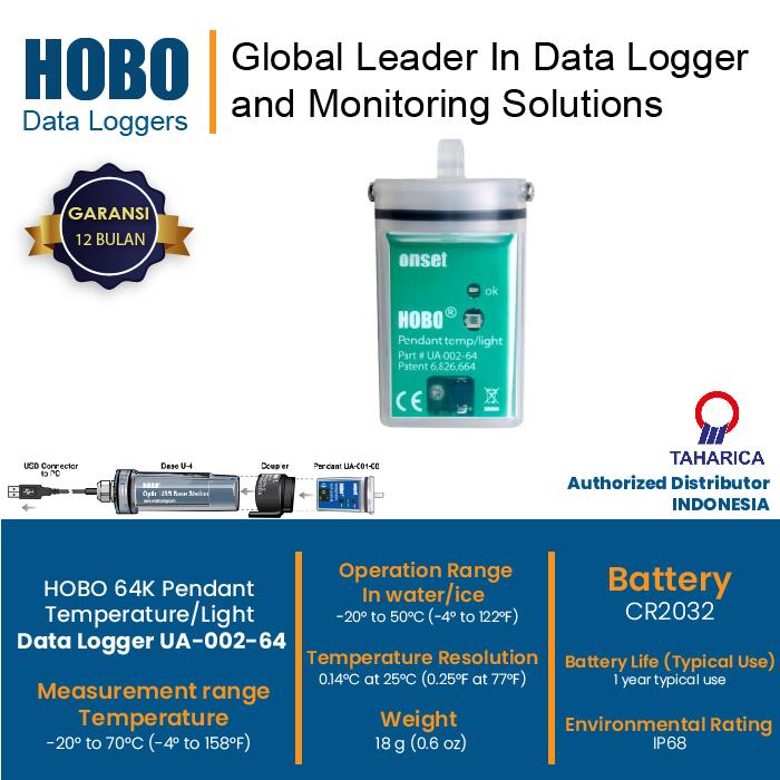 Jual Data Logger Suhu dan Cahaya Air HOBO Pendant Temp/Light, 64K UA ...