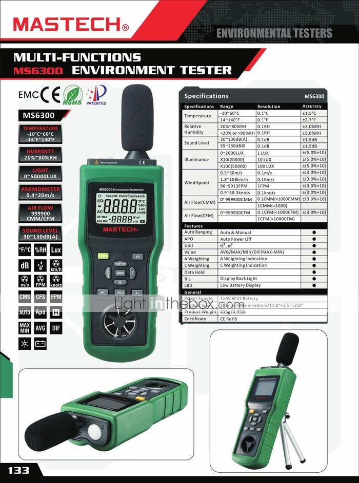 Jual MS 6300 MASTECH Environment Tester Sound Level Lux Meter ...
