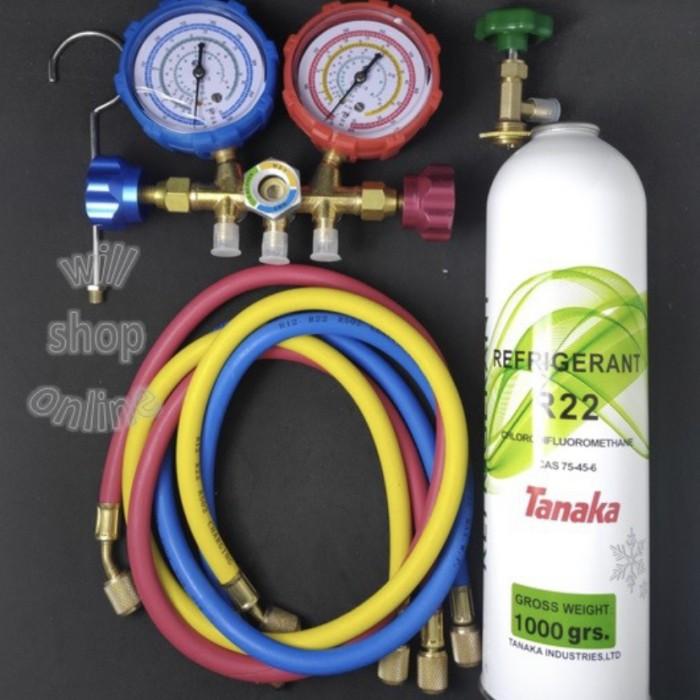 Jual PAKET ALAT PENGISIAN FREON AC RUMAH R22 MURAH MANIFOLD - Double ...