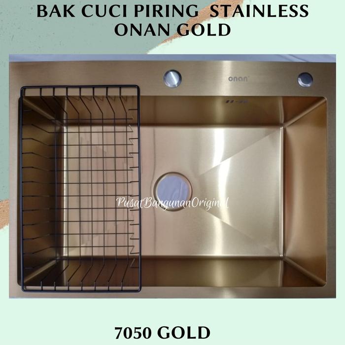 Jual BAK CUCI PIRING KITCHEN SINK STAINLESS 7050 GOLD EMAS ONAN ASLI ...
