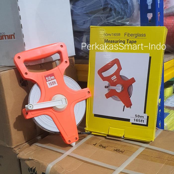 Jual meteran tancap tanah 50m fiber/meteran roll ukur tanah 50 meter ...