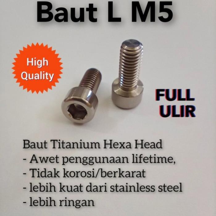 Jual BAUT M5 5MM 5x12 MM BAUT L TITANIUM FOR SEPEDA / MOTOR - Jakarta ...