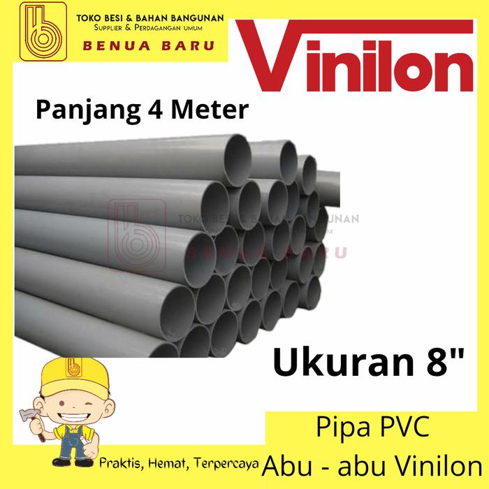 Jual Pipa PVC Vinilon Abu abu AW 8 inch / Pipa PVC Vinilon JIS AW 8 ...