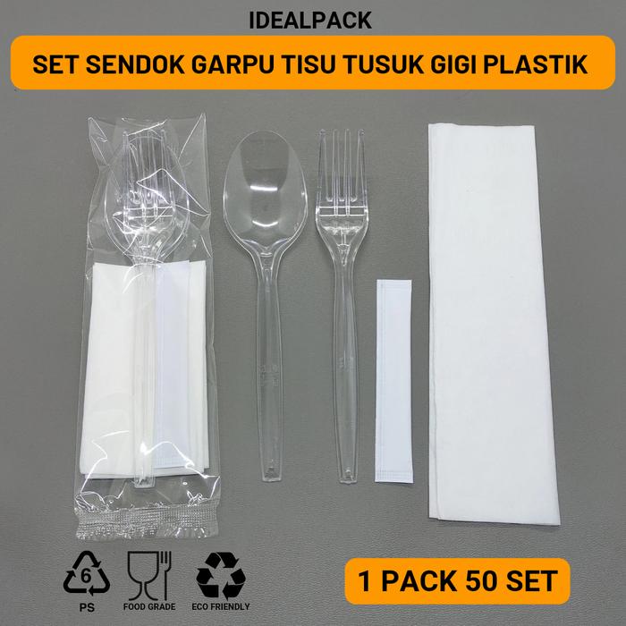 Jual Sendok Garpu Tisu Tusuk Gigi Set Plastik Steril Bening Transparan ...