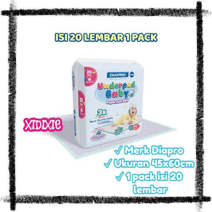 Jual Diapro Underpad Baby popok alas / alas pipis Anak uk 60x45 isi 20 ...