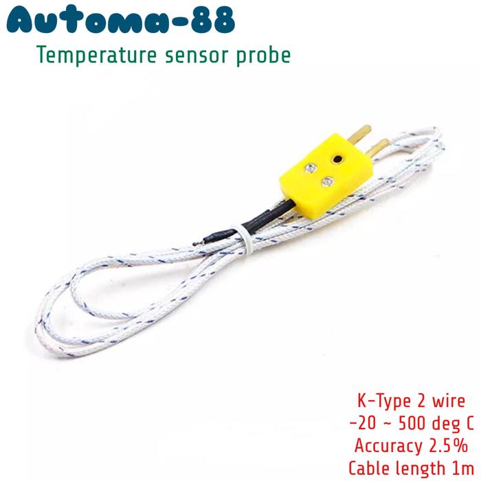 Jual Temperature Sensor probe Thermocouple K-Type 2 kabel wire soket ...