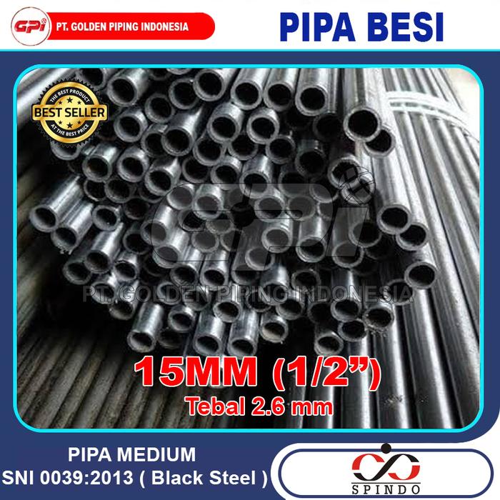 Jual Pipa Besi Black Steel Medium SNI Merk Spindo,1/2" s/d 4" - Update ...