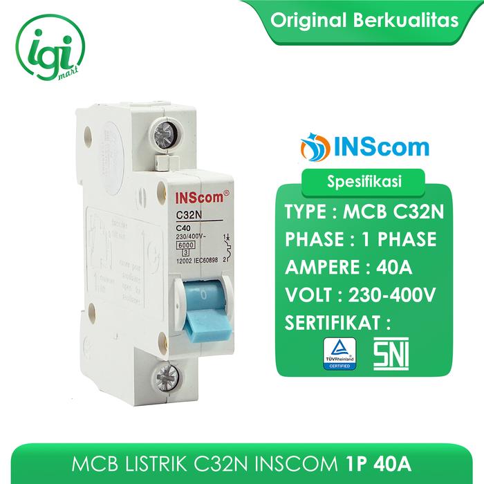 Jual MCB LISTRIK INSCOM C32N 1P 4A / MINI CIRCUIT BREAKER 1 POLE 1 PHASE - Kota Surabaya - Igi ...