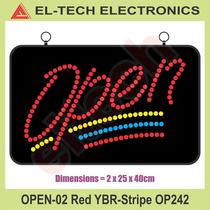 Jual LED Logo Sign Board Tanda Buka OPEN2 Merah Kuning Hijau Biru Putih ...
