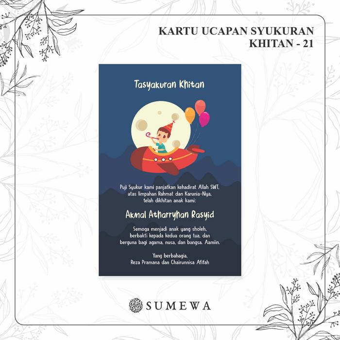 Jual Kartu Ucapan Tasyakuran Khitanan / Kartu Syukuran Khitan / Kartu ...