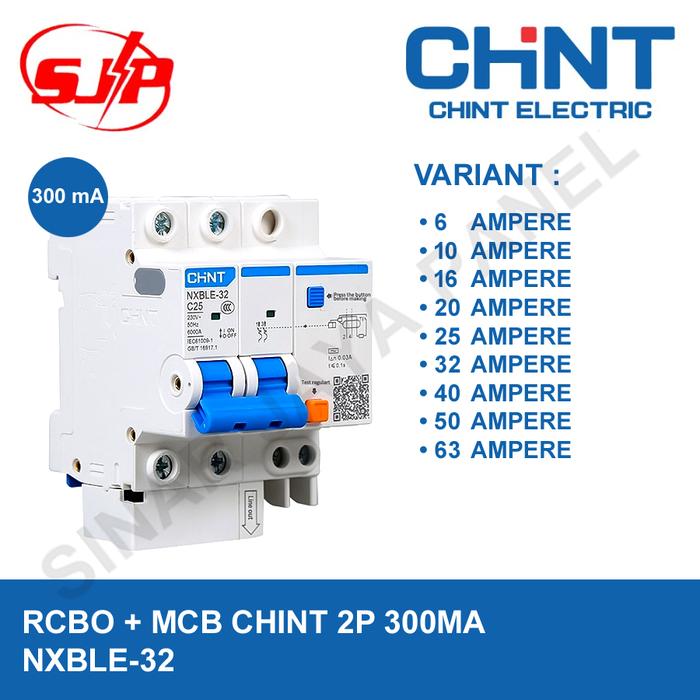 Jual RCBO+MCB CHINT NXBLE-32 300mA 2P 6A 10A 16A 20A 25A 32A 40A 50A ...