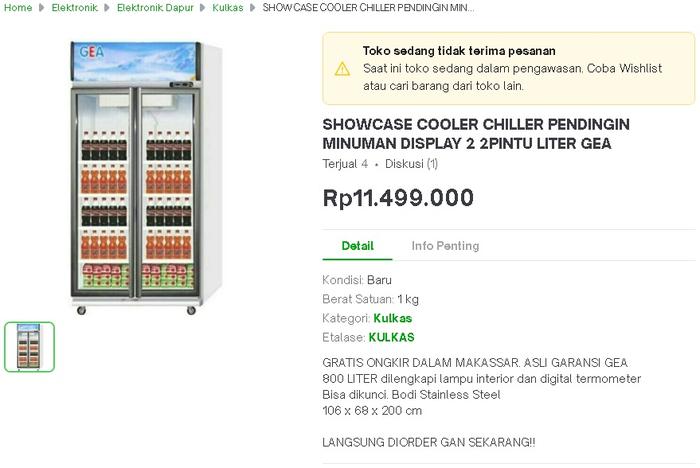 Jual SHOWCASE COOLER CHILLER PENDINGIN MINUMAN DISPLAY 2 2PINTU LITER ...