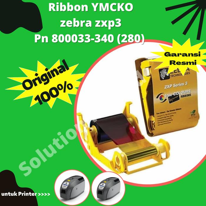 Jual Ribbon Tinta warna Ymcko zebra zxp 3 zxp3 800033-340 280 image ...