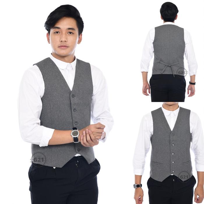 Jual Rompi Vest Jas Pria Formal Hitam Slimfit Kerja Kantor Premium ...