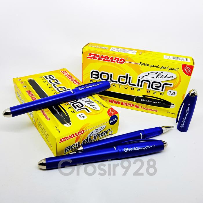 Jual (Per 12) Pen / Pulpen Gel 1.0 Standard Bold Liner ELITE Blue ...