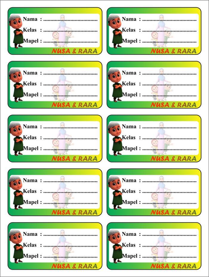 Jual Stiker Label Mapel / Mata Pelajaran / Stiker Buku - Nusa Rara ...