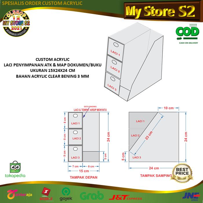 Jual CUSTOM ACRYLIC TEMPAT PENYIMPANAN ATK DAN MAP DOKUMEN 15X24X24 CM ...