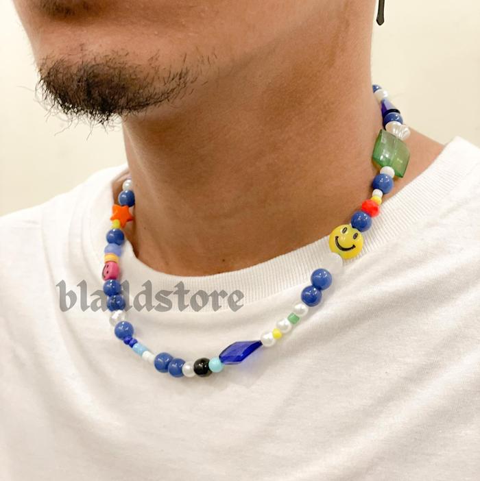Jual BISA COD Kalung Choker Manik Beads Blue Colorful Unisex Pria ...