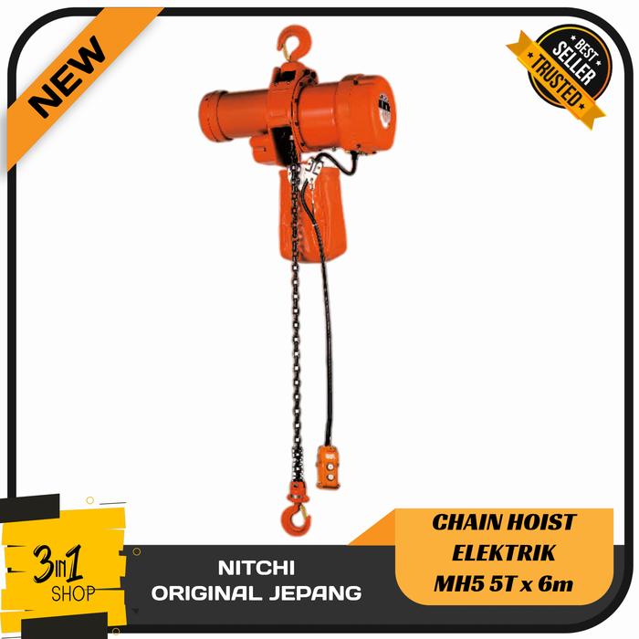 Jual Nitchi Elektrik Chain Hoist MH5 5 Ton x 6 Meter Original Jepang ...