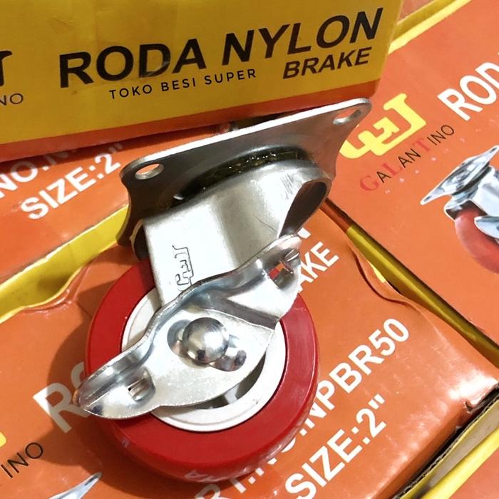Jual GALANTINO Roda Caster 2 Inch Hidup Rem Lemari Trolley Troli PVC ...
