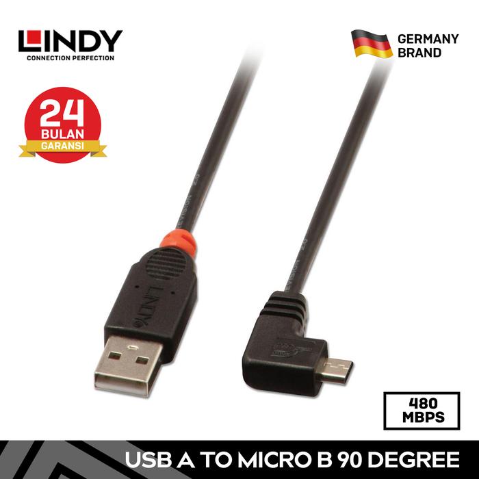 Jual Kabel USB 2.0 LINDY Micro B to Type A 90 Degree L Shape Right ...