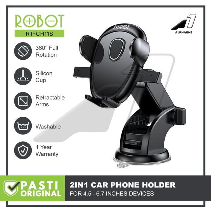 Promo ROBOT Car Holder RT-CH11S Dudukan HP Phone Stand Mobil Mount ...