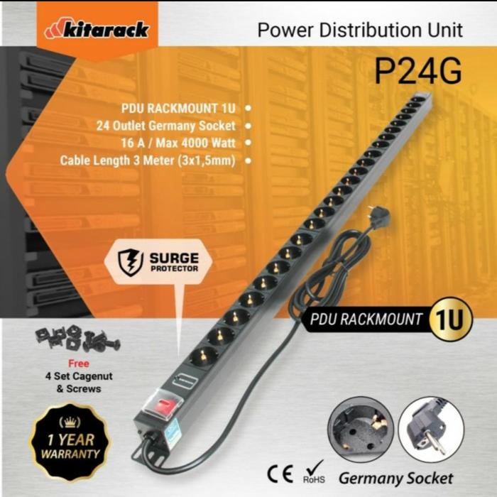 Jual PDU KITARACK 24 SOCKET 16A GERMANY OUTLET P24G STOP KONTAK RACK ...