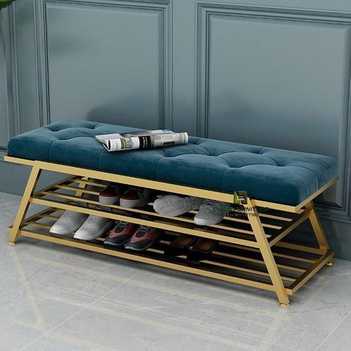 Jual rak sepatu susun besi minimalis shoe bench besi mewah sofa ...