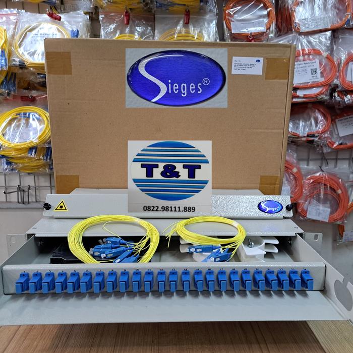 Jual SIEGES OTB ODF RACK 24 CORE FULL SET LC/UPC SINGLEMODE FIBER OPTIK ...