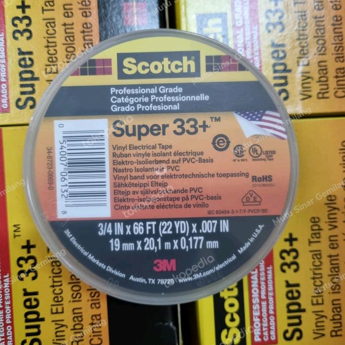 Jual 3M Scotch 33+ Vinyl Electrical Original Uk 19mm x 20,1m x 0,177mm ...